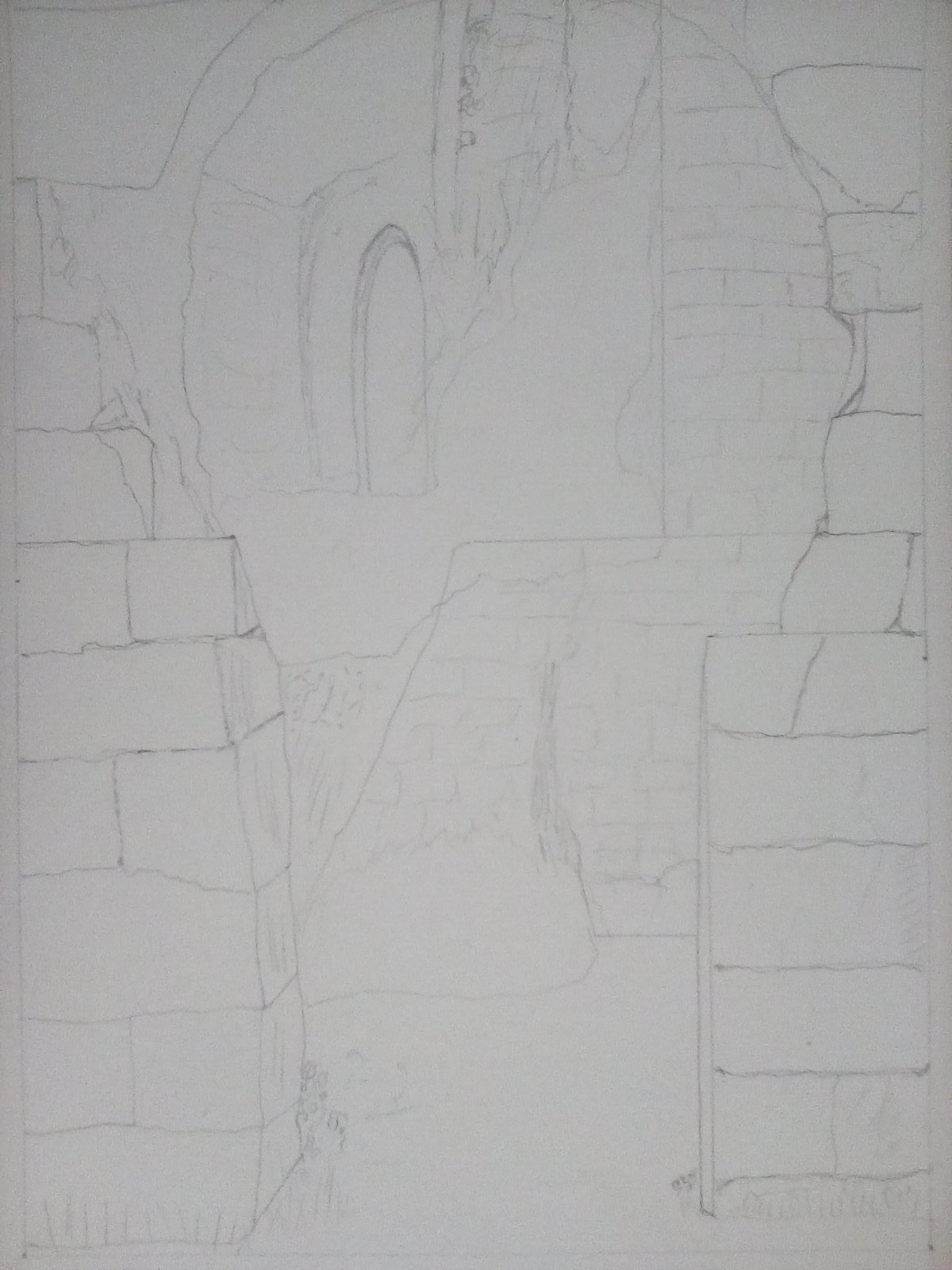 A drawing that I've done ready to paint - The Abbey Ruins. / myLot